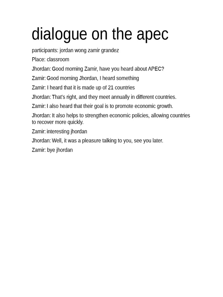 Dialogue on the Apec | PDF