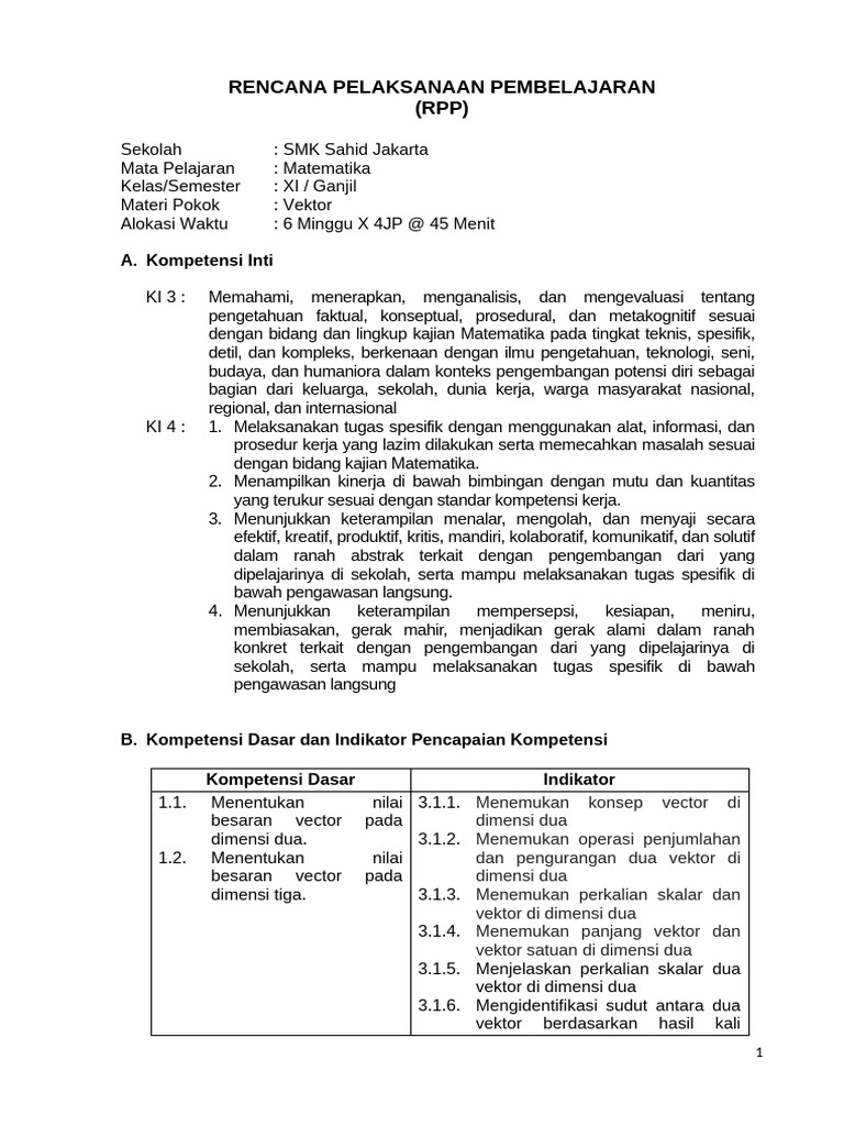 RPP - Bab 3 Vektor | PDF