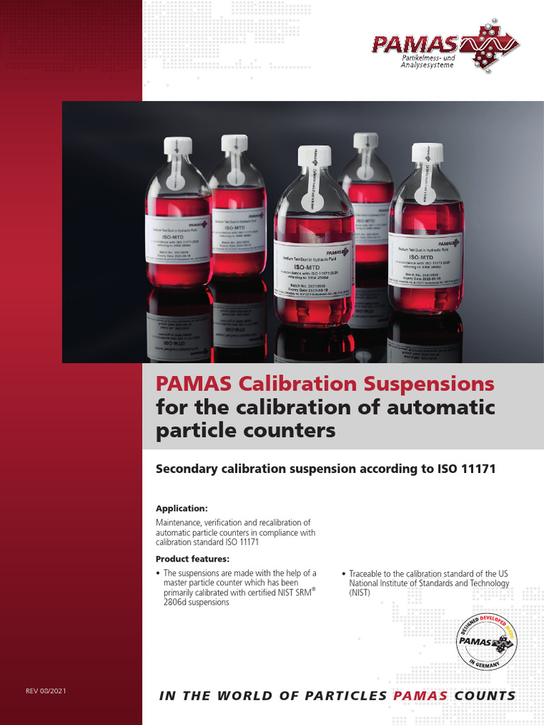 PAMAS Calibration Suspensions English | PDF | Calibration | Metrology