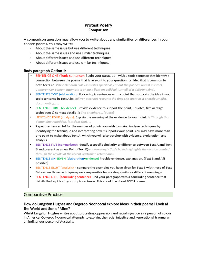 Comparison Essay | PDF | Poetry