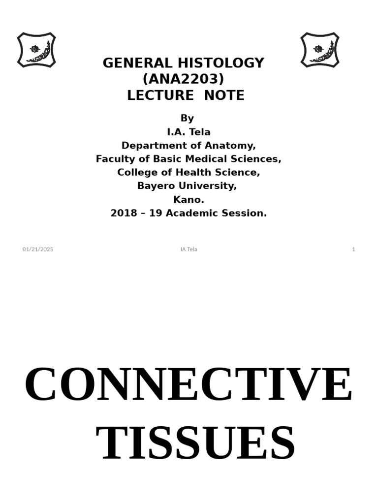 Ana2203 (General Histology - III) | PDF | Connective Tissue ...