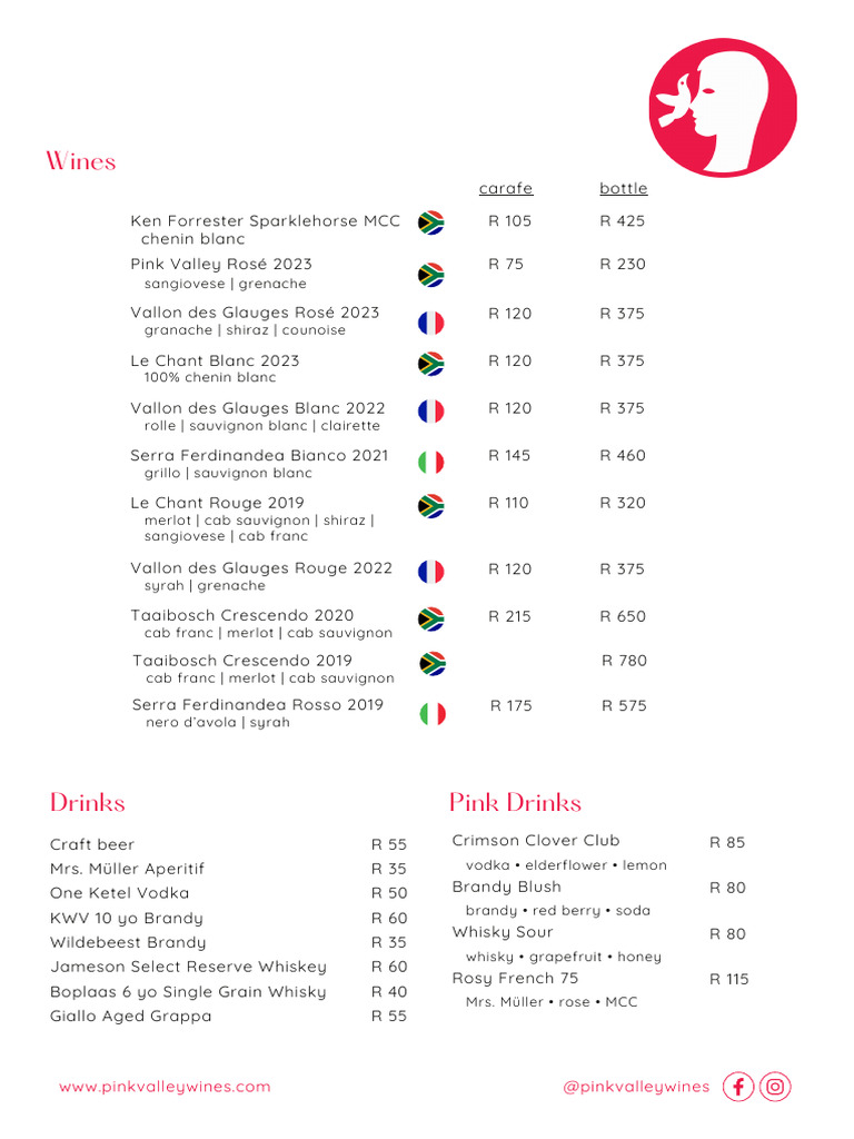 Pink-Valley-Dine-and-Tasting-Menu-Dec24 | PDF | Rose | Wine Grape Varieties