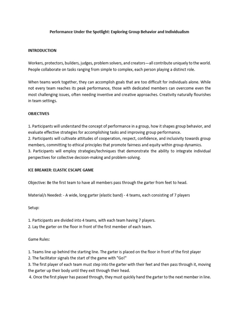 Group 3 Performance Group Dynamics 1 | PDF | Brainstorming | Cognitive Science