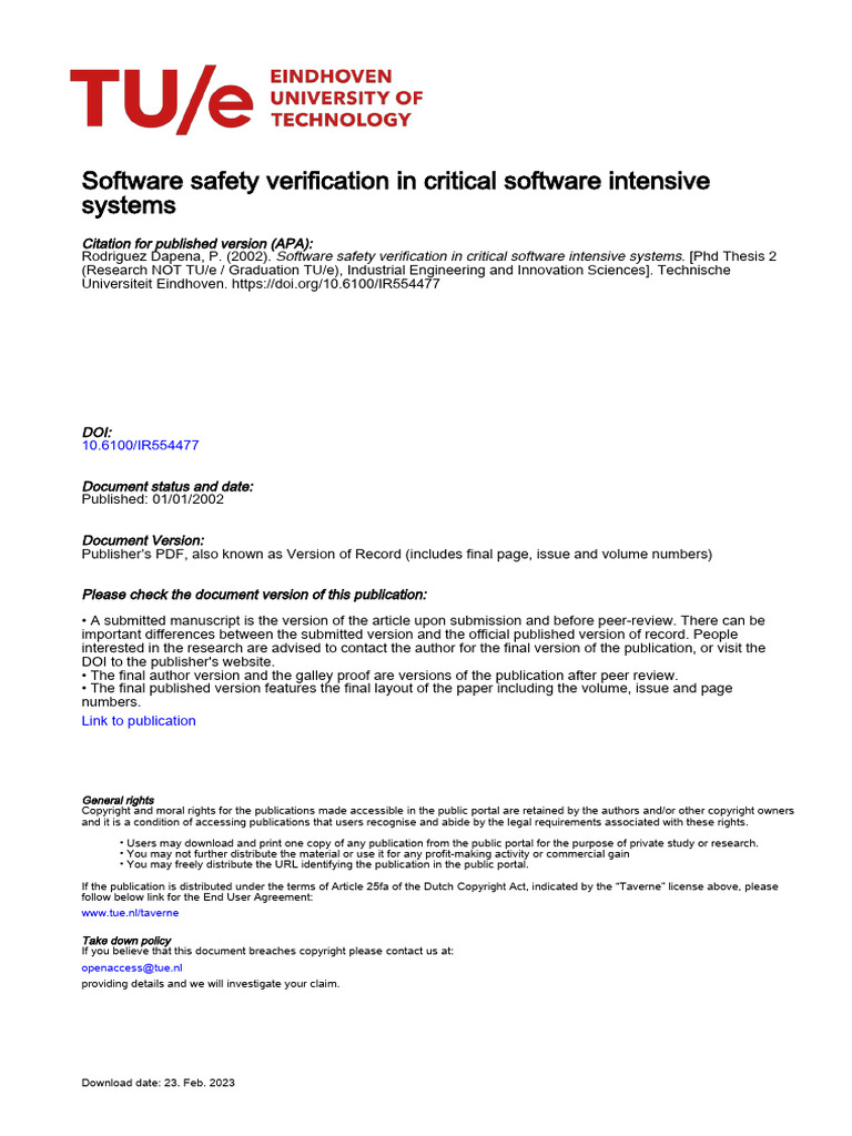Software safety verification in critical software intensive systems ...