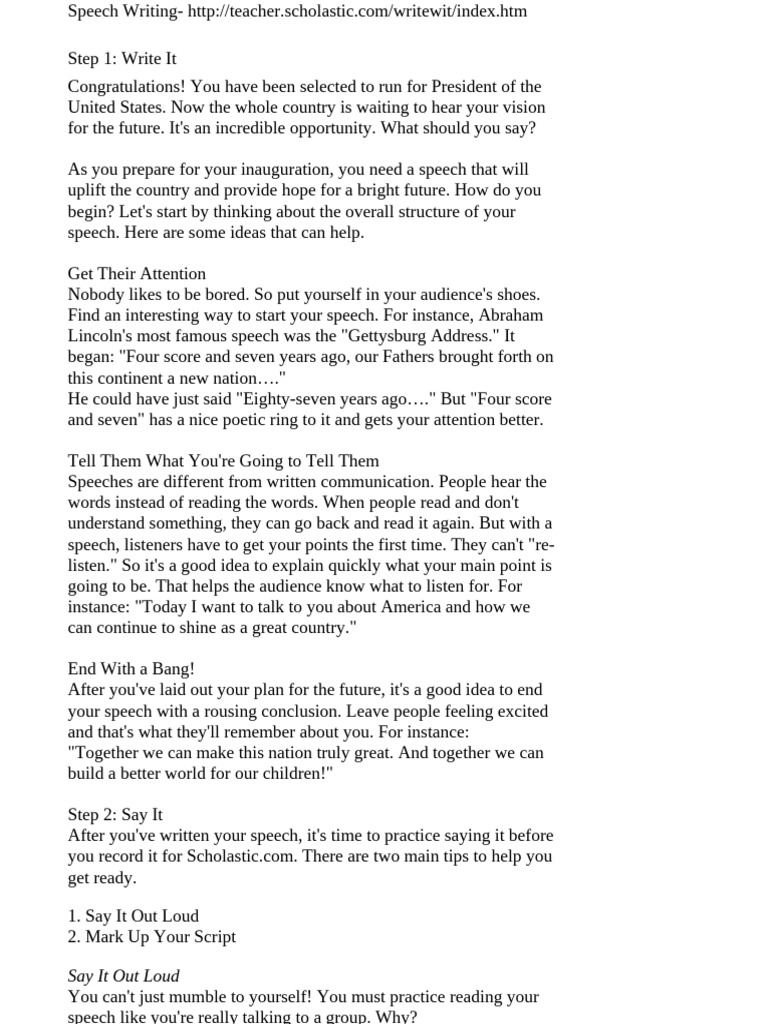 Speech Writing | PDF | English Language | English Grammar