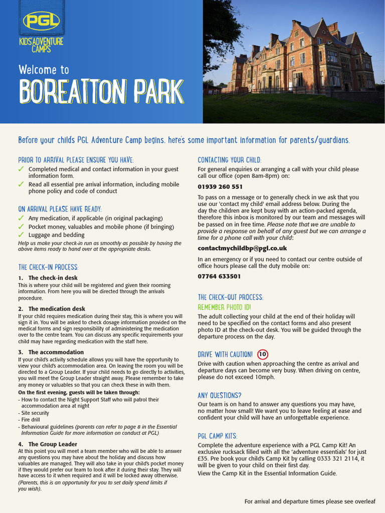 Essential Info for Boreatton Park Parents | PDF | Meal | Lunch