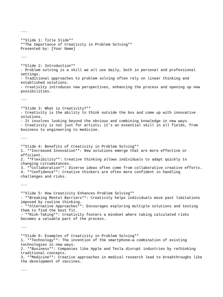 presentation | PDF | Creativity | Thought