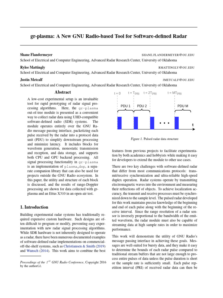 A New GNU Radio-based Tool for Software-defined Radar | PDF | Radar | Frequency Modulation