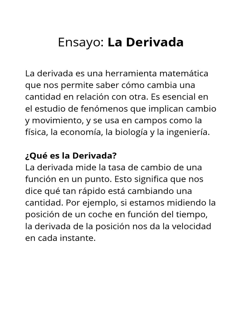 La Derivada y sus Aplicaciones | PDF