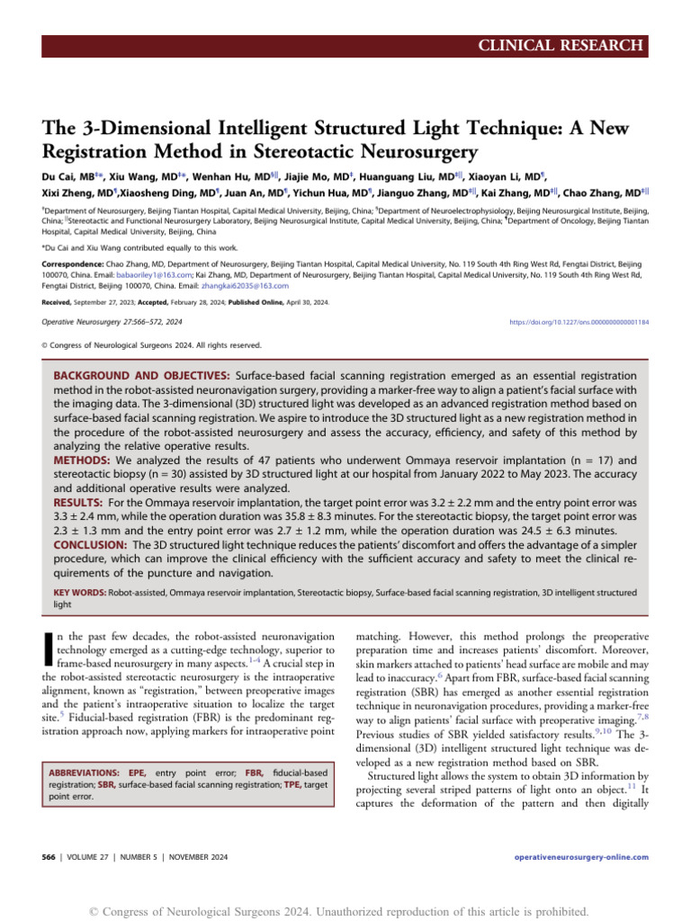 structured_light_3D | PDF | Neurosurgery | Biopsy