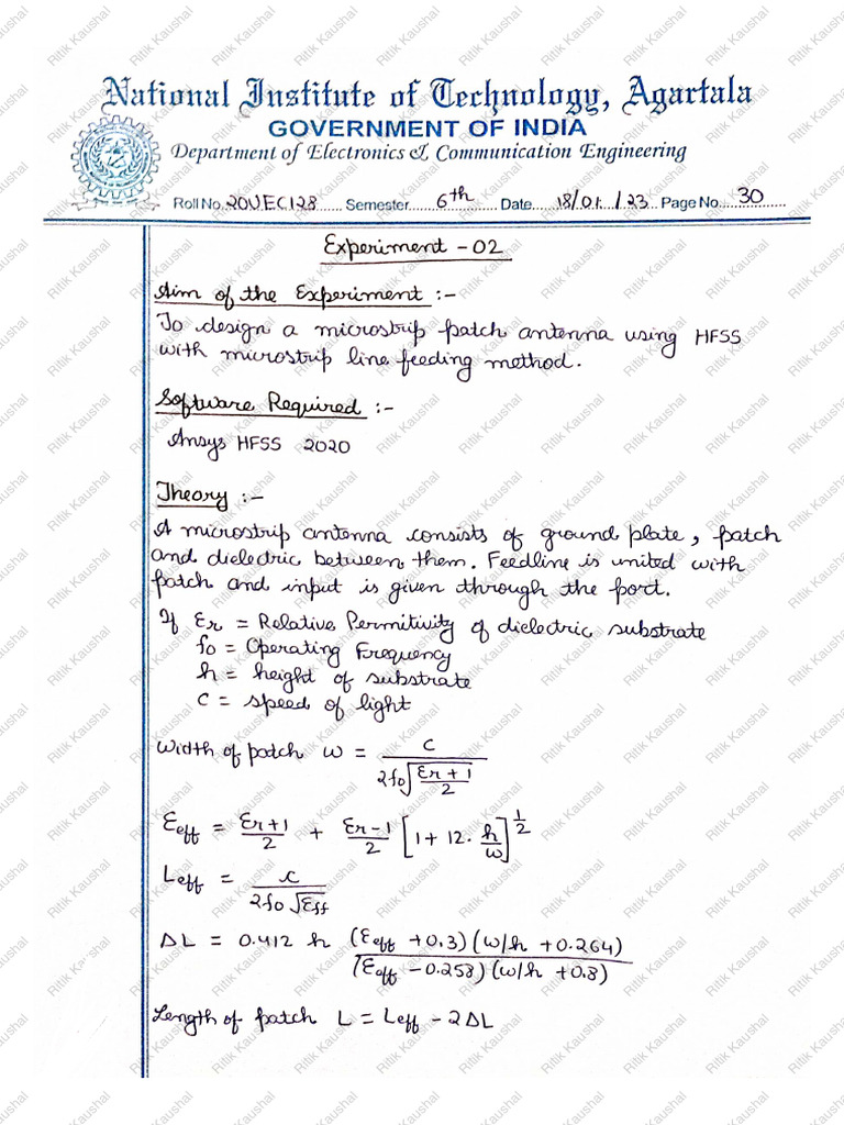 L02. Microstrip Patch Antenna | PDF