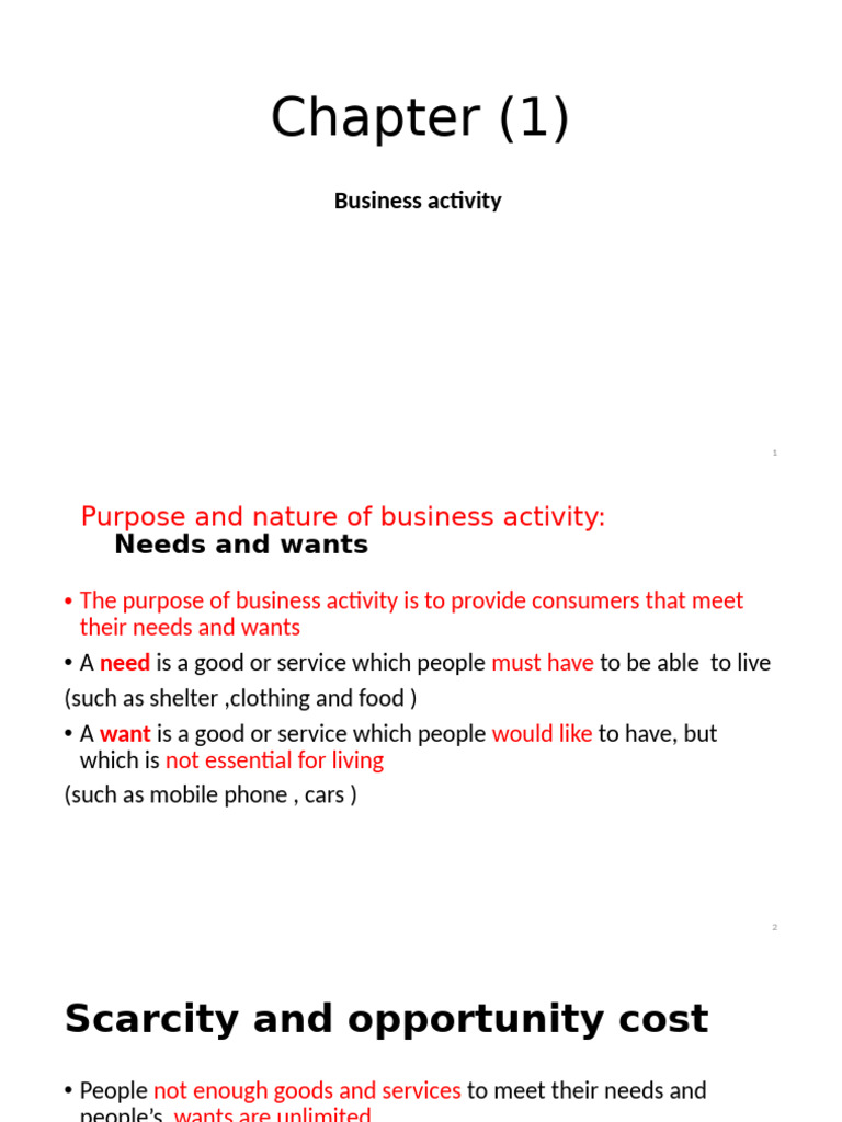 Chapter (1) : Business Activity | PDF | Goods | Prices