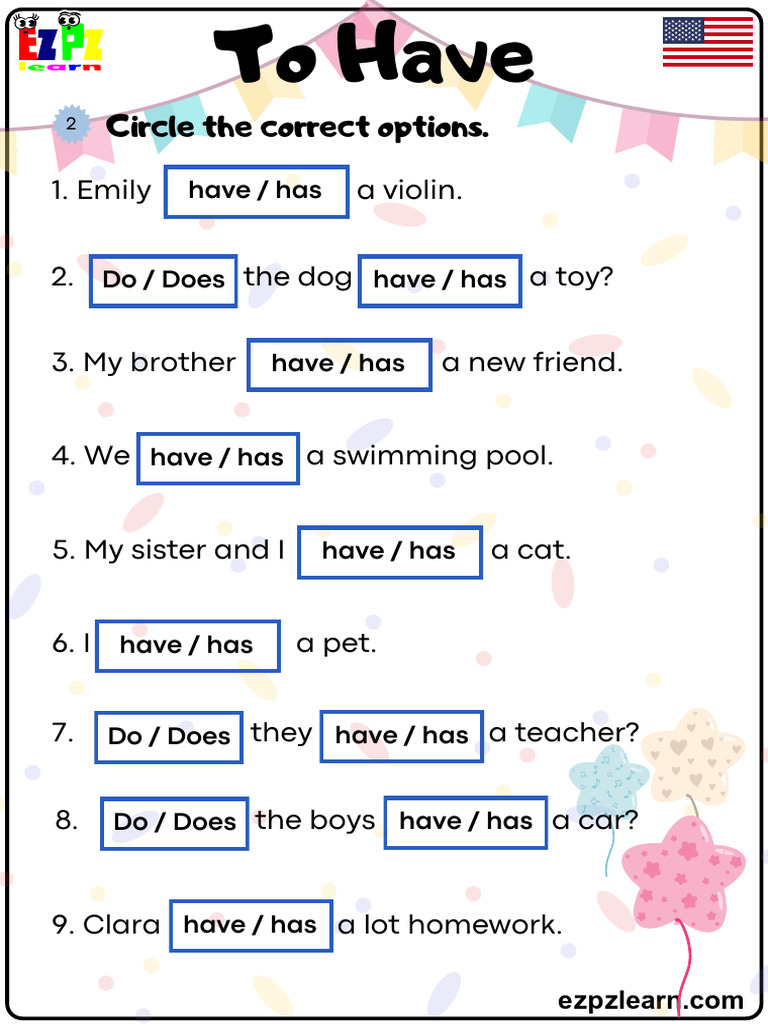 Circle the Correct Options: Have/Has | PDF