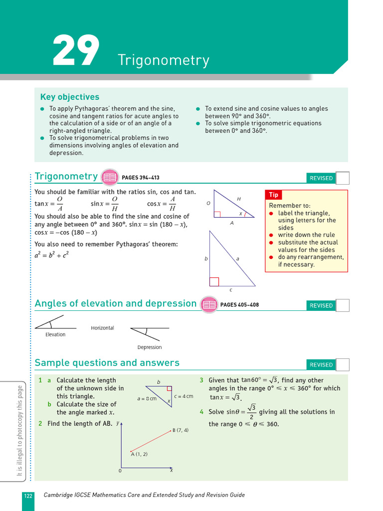 IGCSE Trigonometry Study Guide | PDF | Trigonometric Functions ...