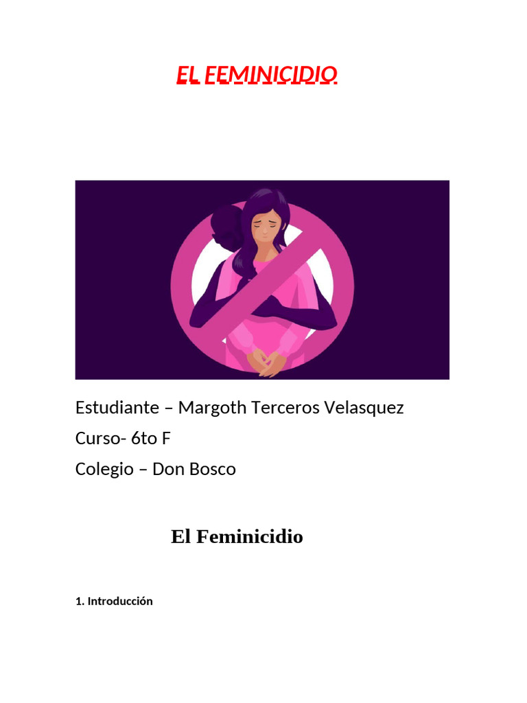 El Feminicidio | PDF | Violencia | La violencia contra las mujeres