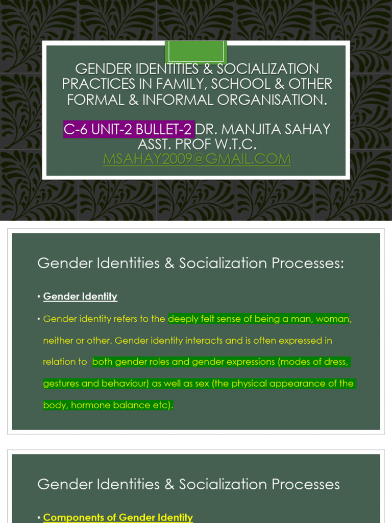Gender Identites and Socialization Practices | PDF | Socialization ...