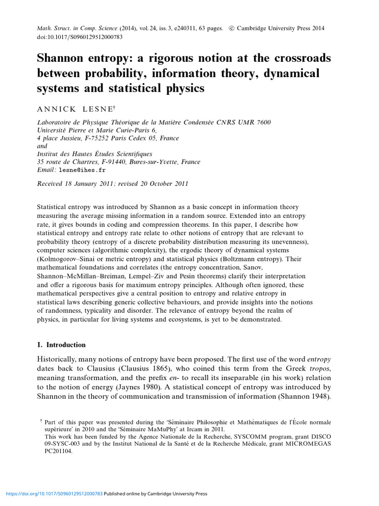 shannon-entropy-a-rigorous-notion-at-the-crossroads-between-probability-information-theory ...