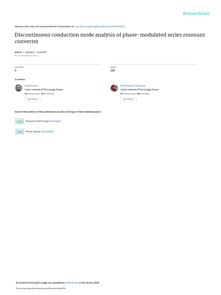 Discontinuous Conduction Mode Analysis of Phase-Mo | PDF | Rectifier | Resonance