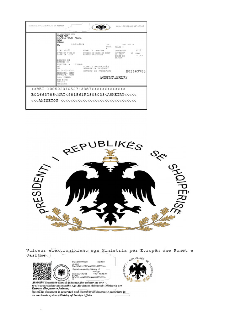 Albania E-Visa Application Confirmation | PDF | Travel Visa ...