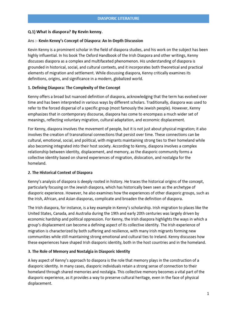 Diasporic Literature | PDF | Diaspora | Fences (Play)