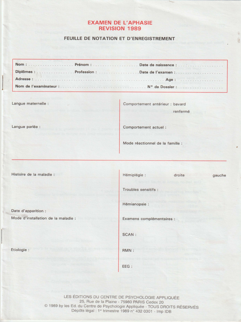 Feuilles de Notation Et Denregistrement Test -Blanche Ducarne | PDF