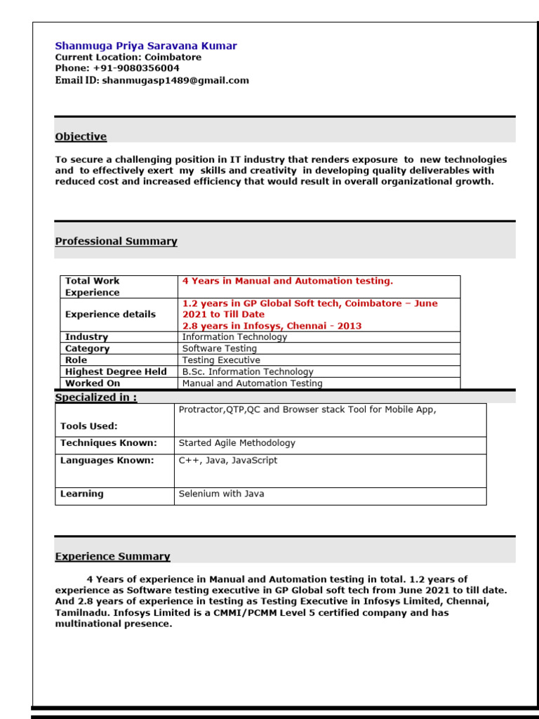 CV Manual Automation Testing | PDF | Computing | Software Engineering CV Manual Automation Testing | PDF | Computing | Software Engineering