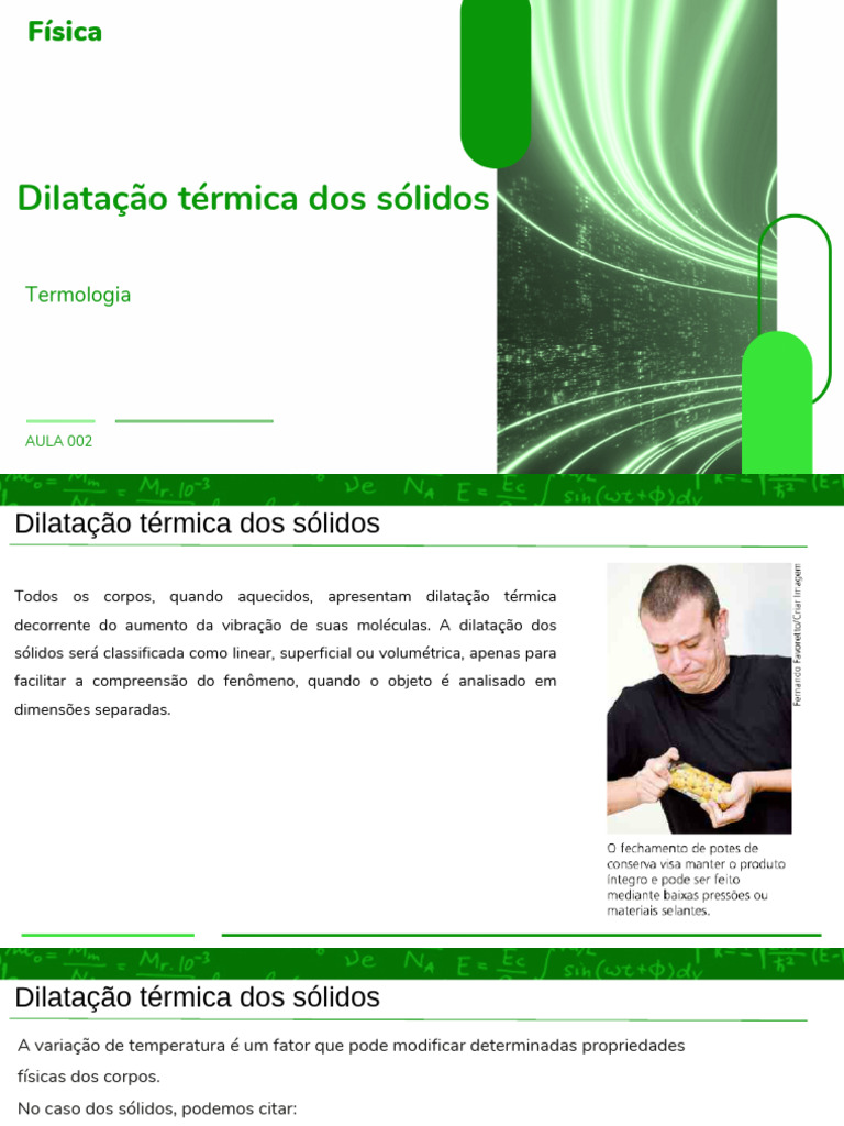 Aula 002 - Dilatacao Termica em Solidos | PDF | Expansão térmica | Termodinâmica