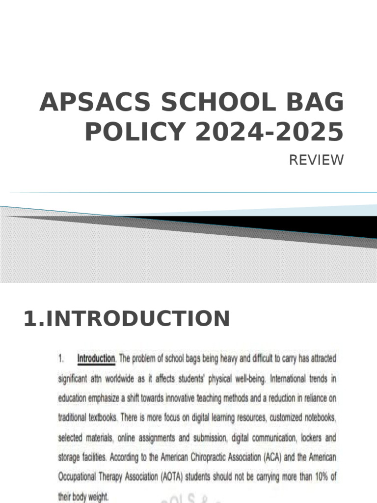 Apsacs School Bag Policy 2024-2025 | PDF