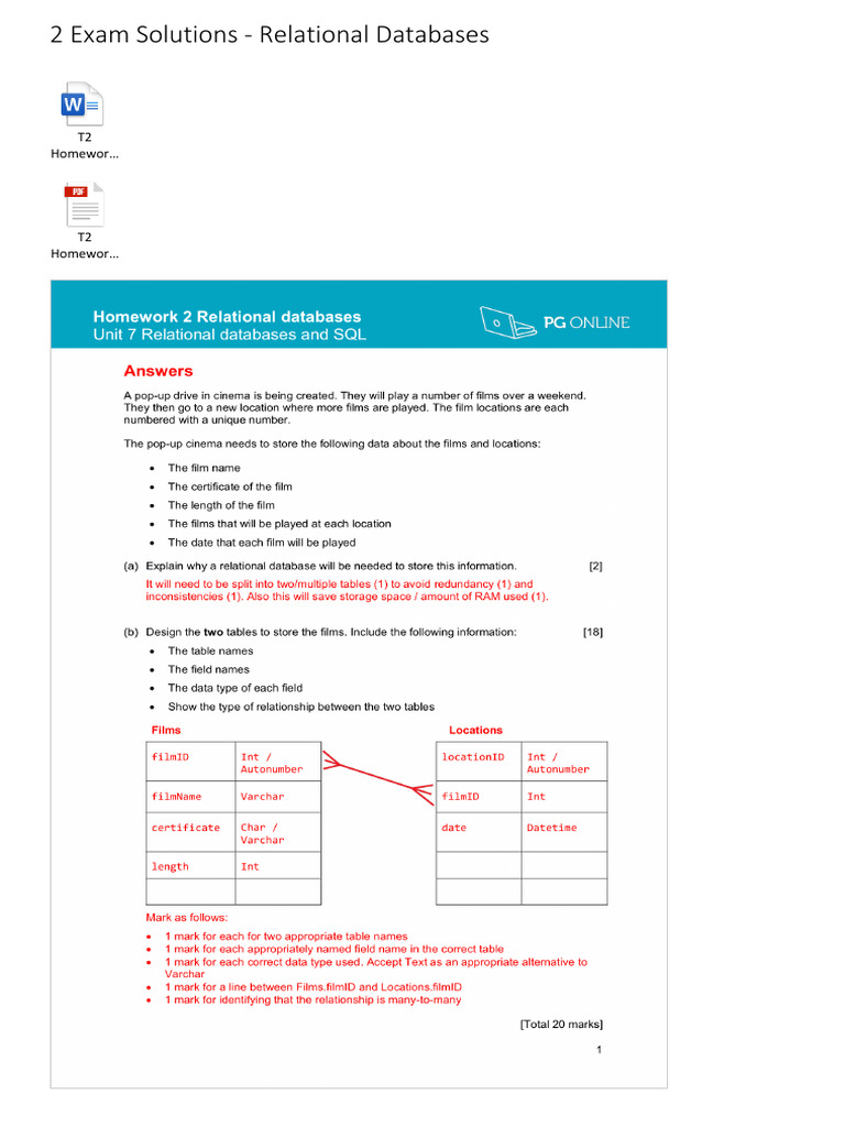 2 Exam Solutions - Relational Databases | PDF