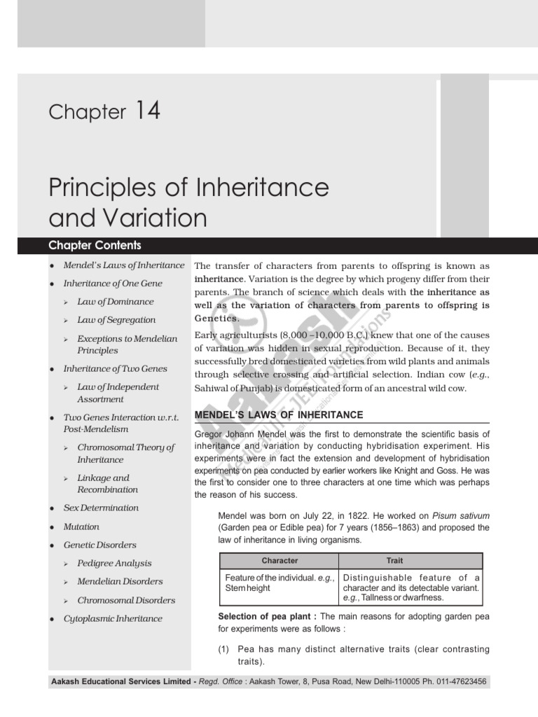 CH 14 Principles of Inheritance and Variation | PDF | Dominance (Genetics) | Allele