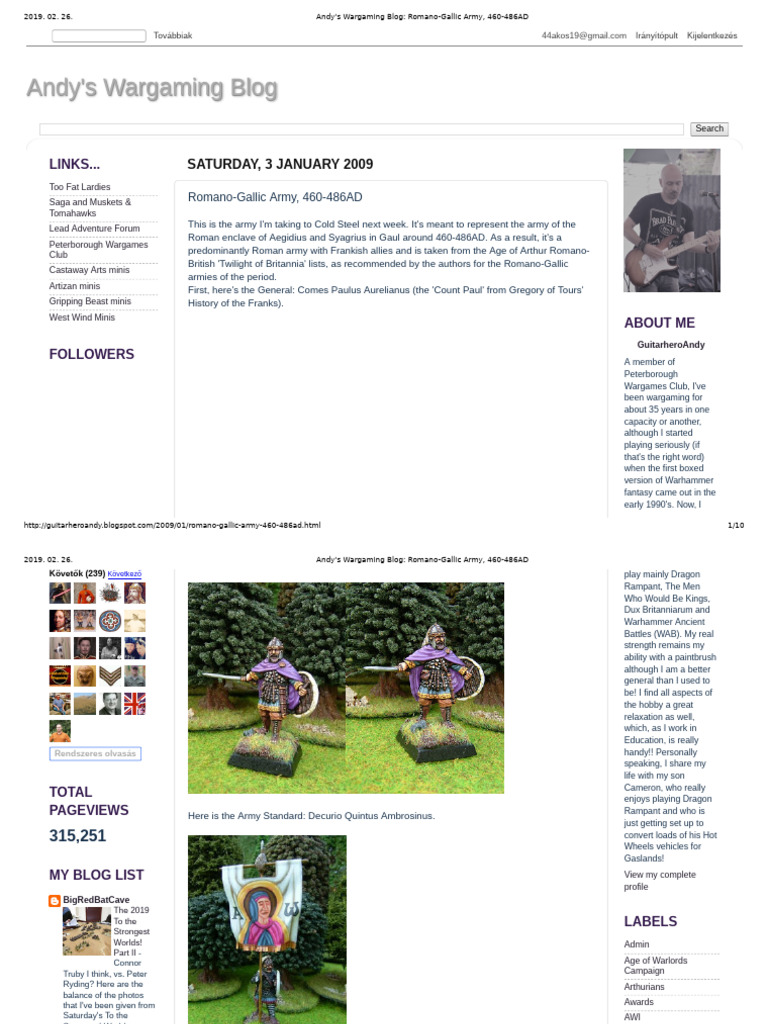 Andy's Wargaming Blog - Romano-Gallic Army, 460-486AD | PDF