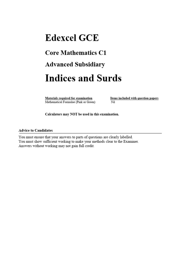 c1-indices-and-surds | PDF | Mathematics