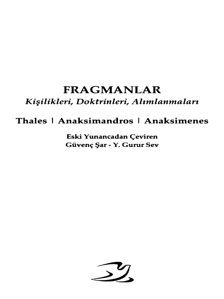 Thales Anaksimandros Anaksimenes Fragmanlar | PDF