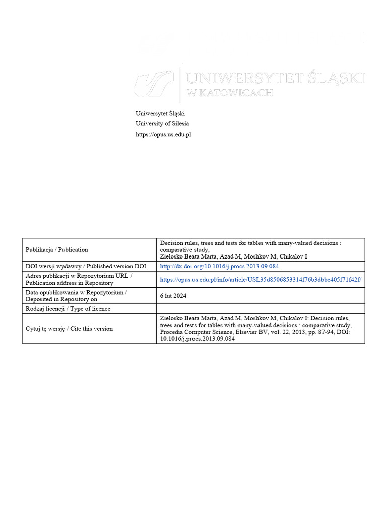 Azad Decision Rules Trees and Tests | PDF | Empty Set | Time Complexity