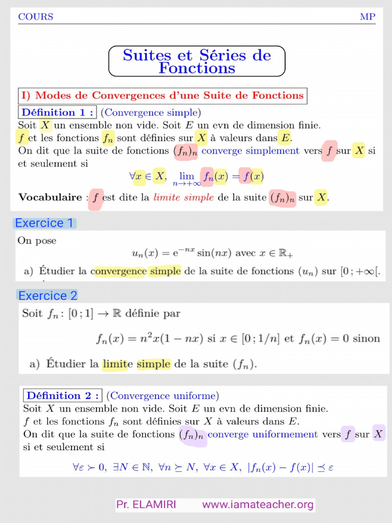 Convergence des Suites et Séries de Fonctions | PDF | Limite ...