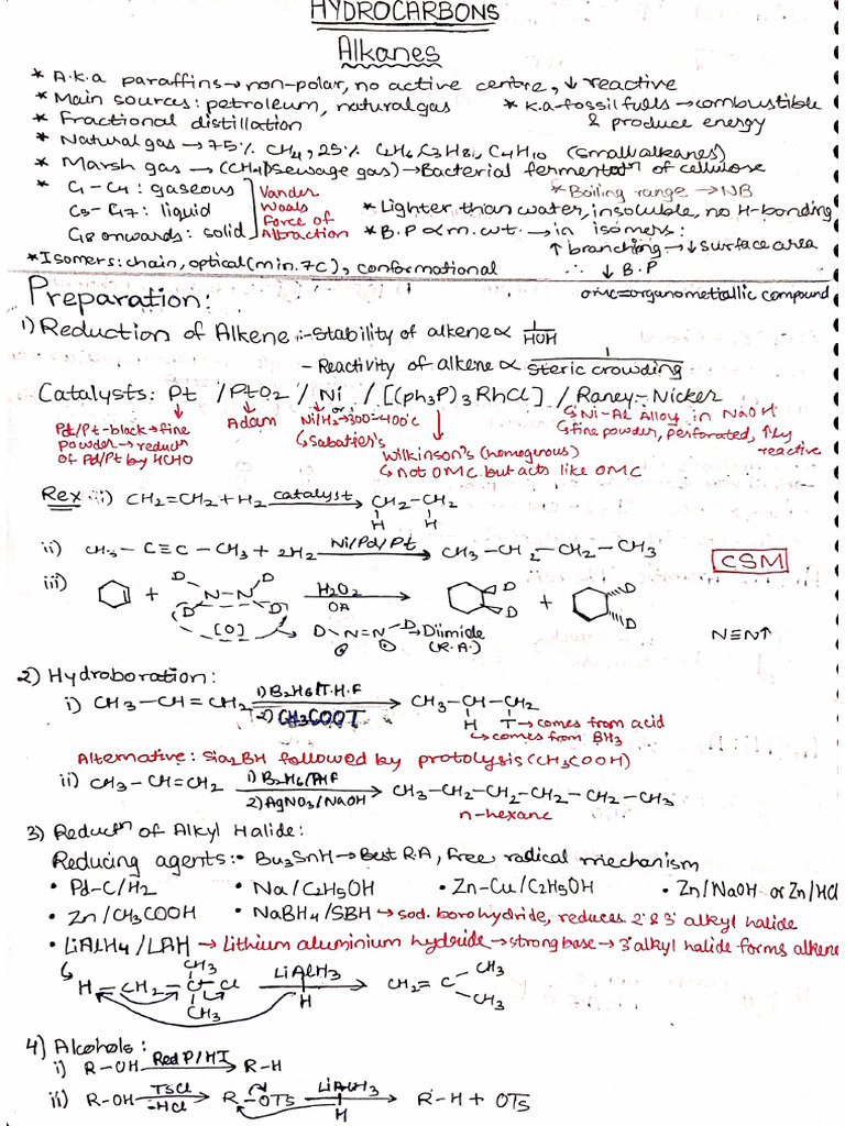 Hydrocarbons Short Notes | PDF