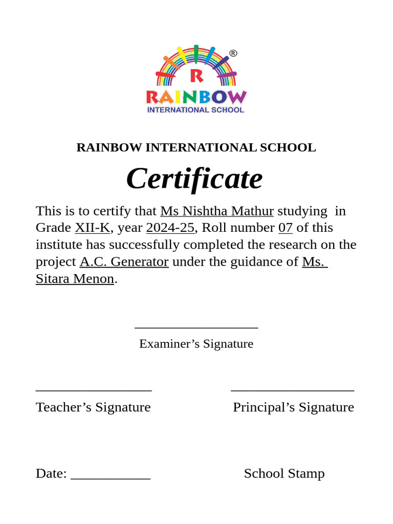 Physics Certificate Page | PDF