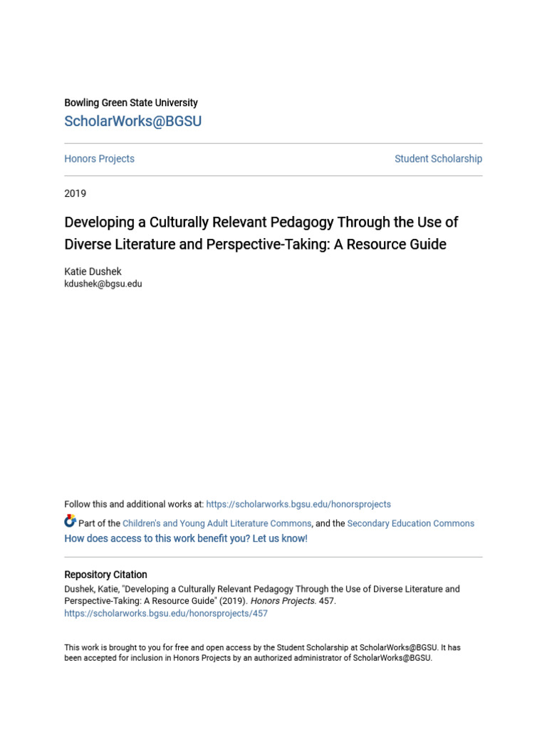 Developing A Culturally Relevant Pedagogy Through The Use of Dive | PDF