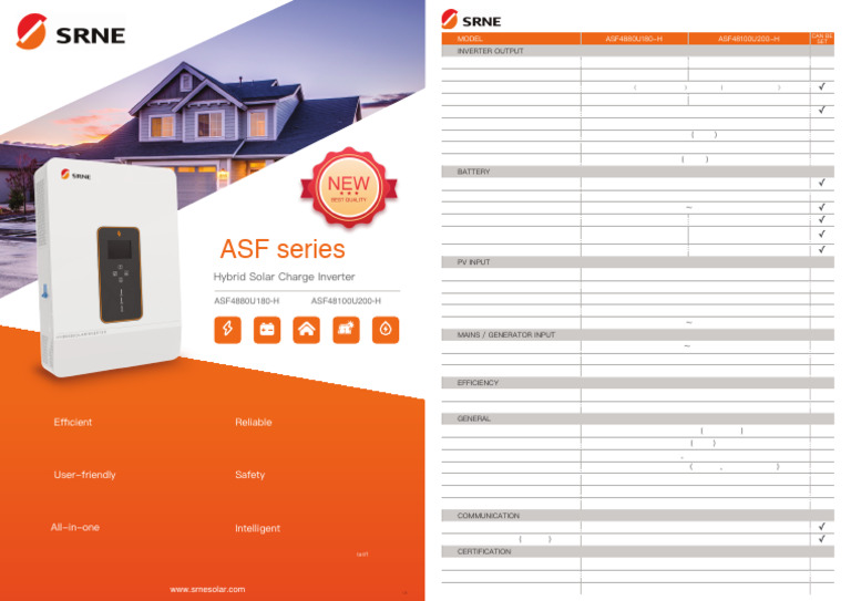SRNE - ASF Series - 48V - 8-10kW - 120V - Split Phase - Hybrid Solar ...