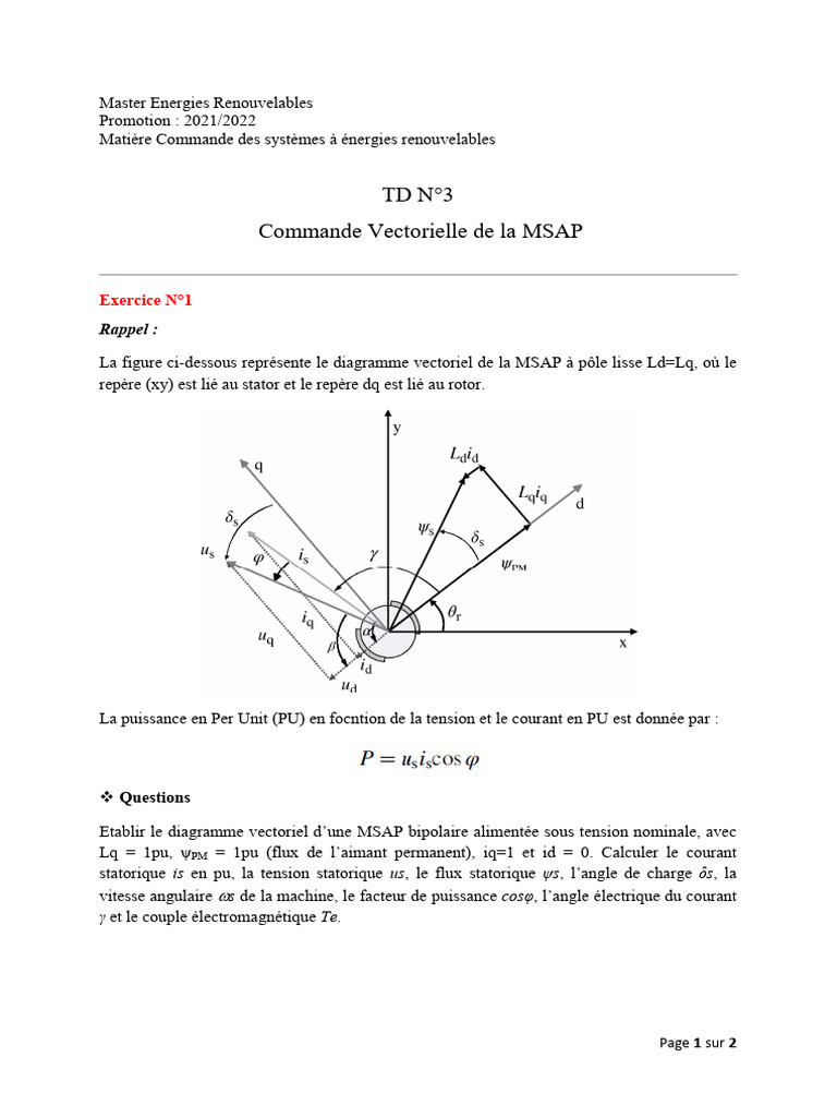 TD3-Commande vectorielle MSAP-2021-2022 | PDF