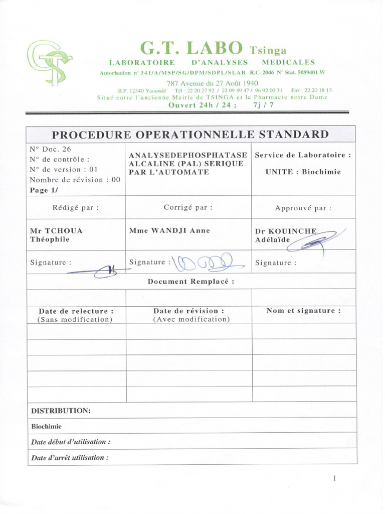 Procedure Phosphatase Alcaline BT 1500 | PDF