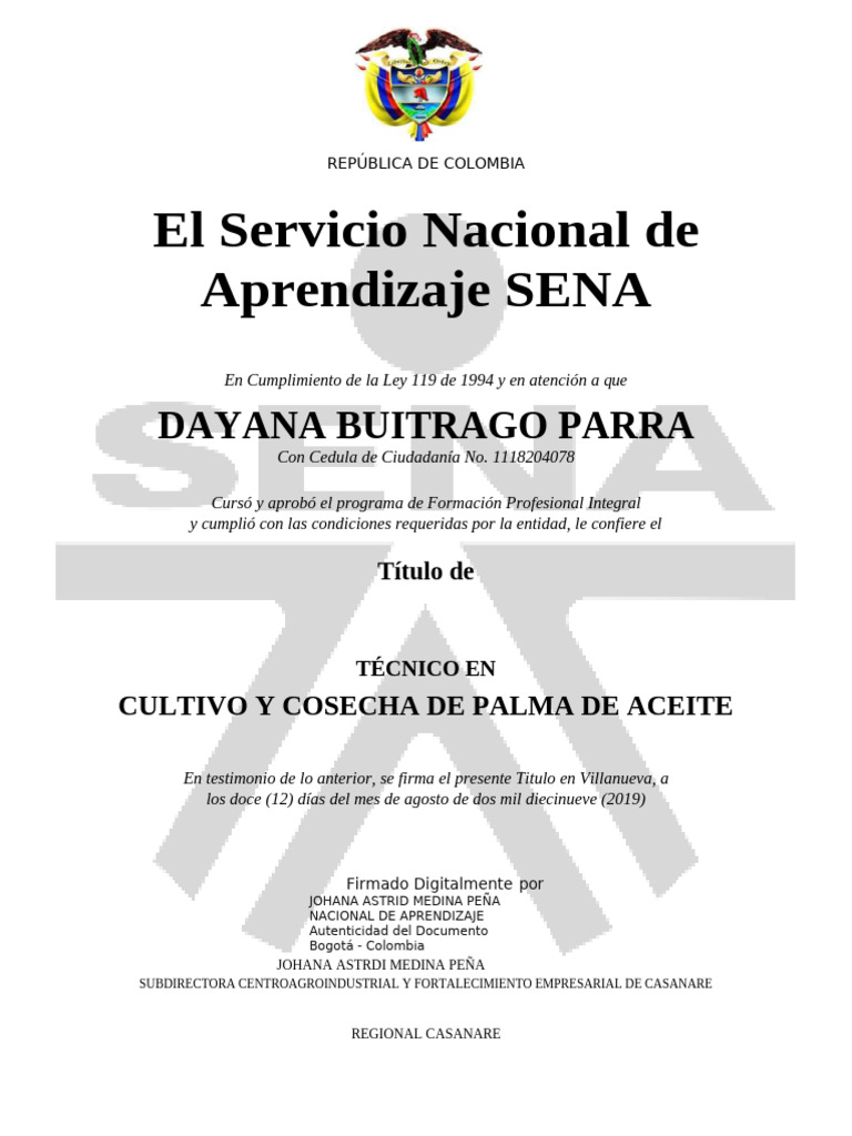 Certificado Sena | PDF