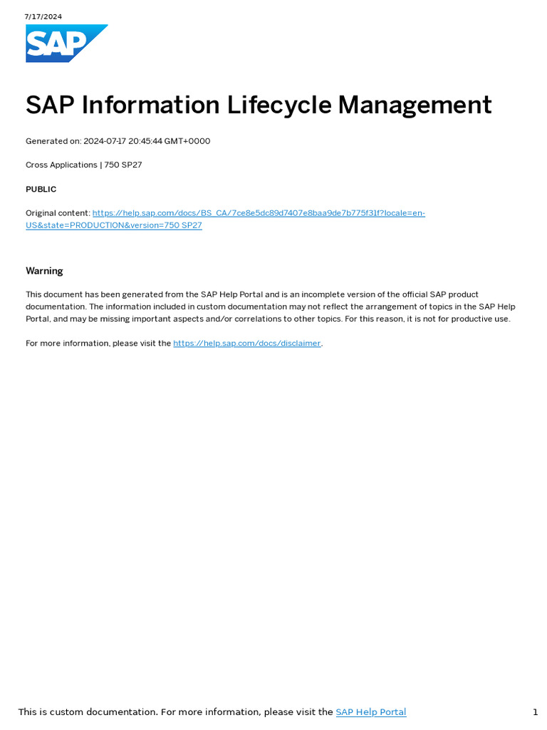 SAP ILM - Transactions and Authorizations | PDF | Information Technology Management ...