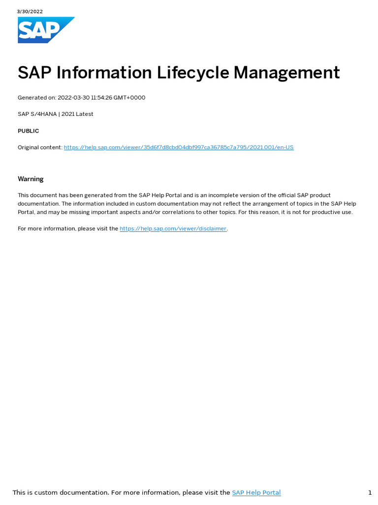 SAP ILM Customizing | PDF | Databases | Scope (Computer Science)