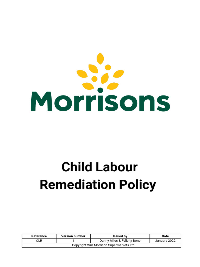 Morrisons Child Labour Remediation Policy | PDF | Child Labour ...