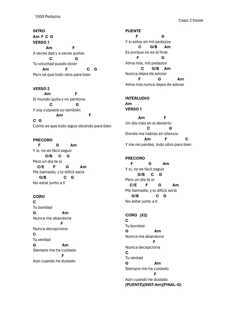 1000 Pedazos Acordes | PDF