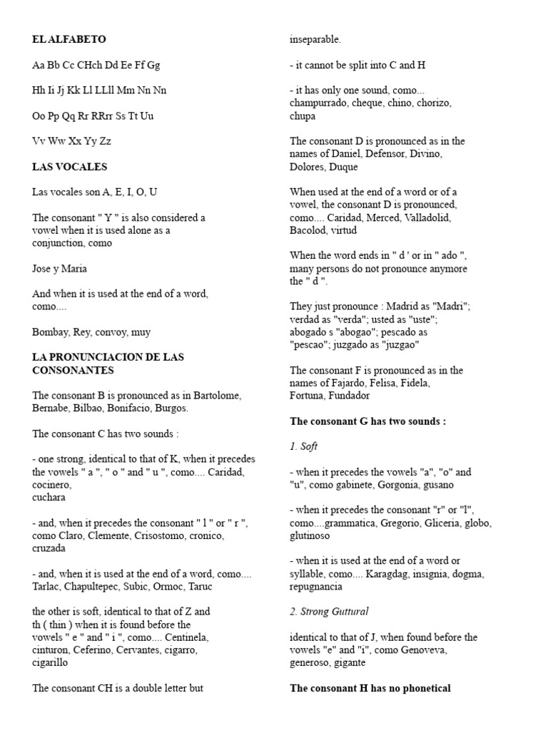 La Pronunciacion de Las Consonantes | PDF | Grammatical Gender | Consonant