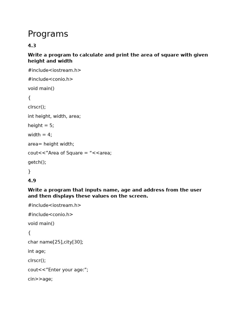 Programs assignment 1 | PDF | Computer Programming | Software Engineering Programs assignment 1 | PDF | Computer Programming | Software Engineering
