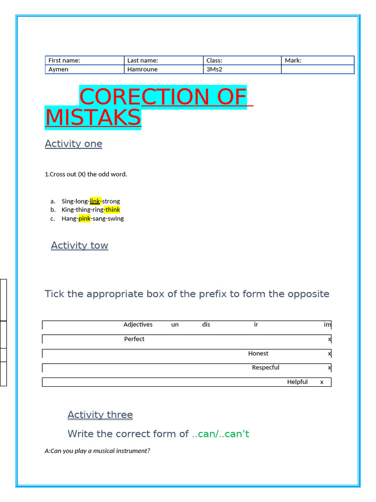 Corection of Mistaks | PDF