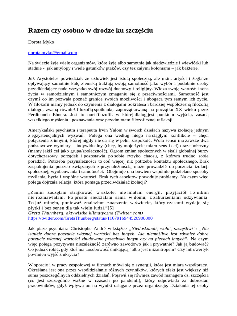 Razem Czy Osobno W Drodze Ku Szczęściu - Dorota Myko | PDF